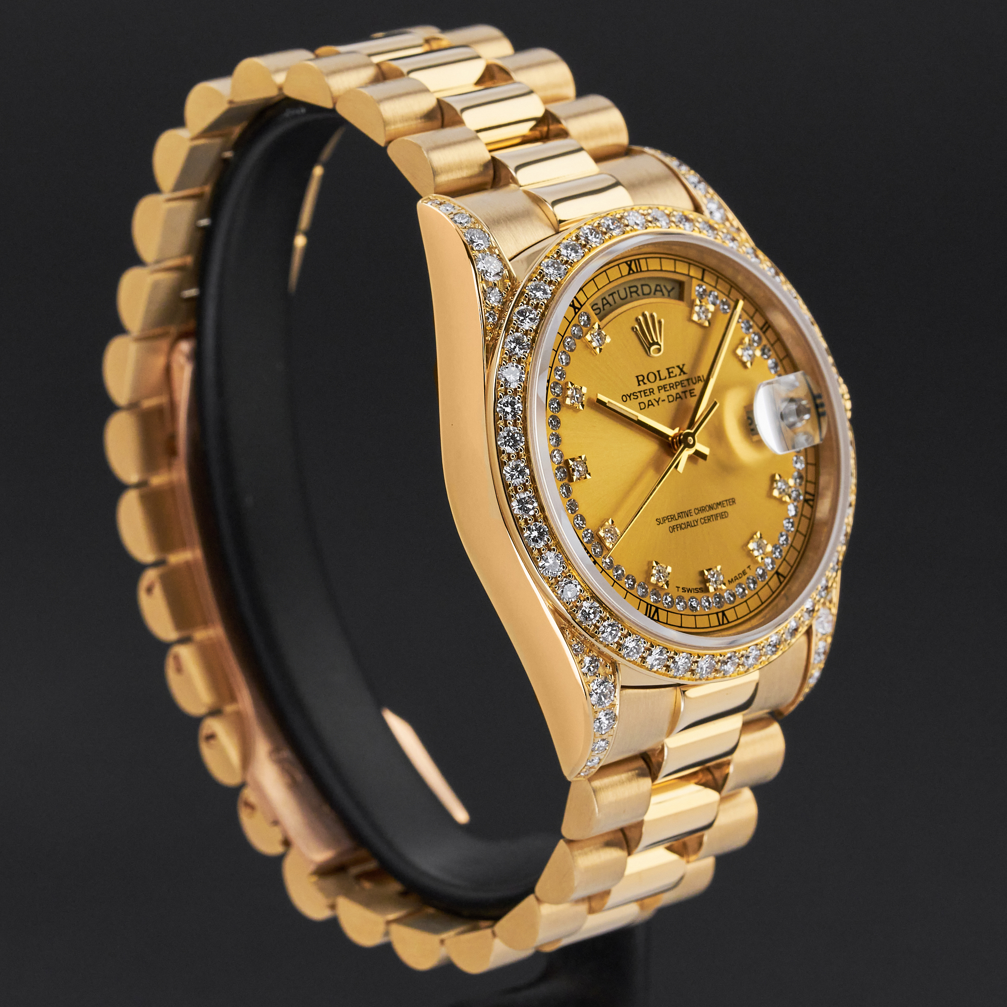 Rolex Day Date President, 18388, 36mm, 1990, Champagne String Diamond ...